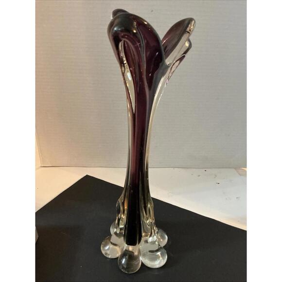 Other | Vintage Purple Slung Art Glass Vase 11 Inch Vase With Six Petal ...